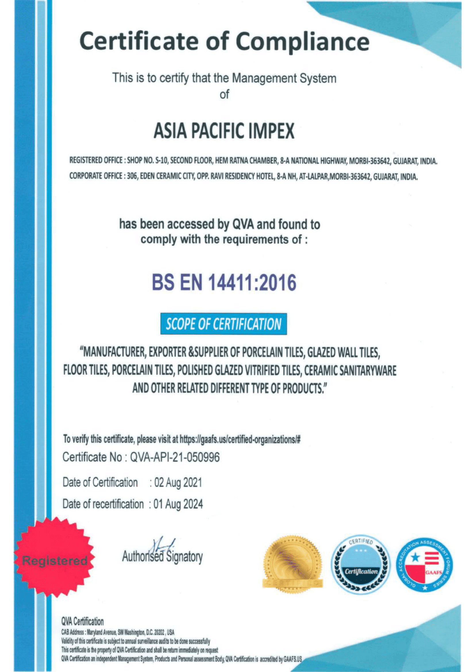 Leading Tiles Manufacturer in Morbi, India - Asia Pacific Ceramic